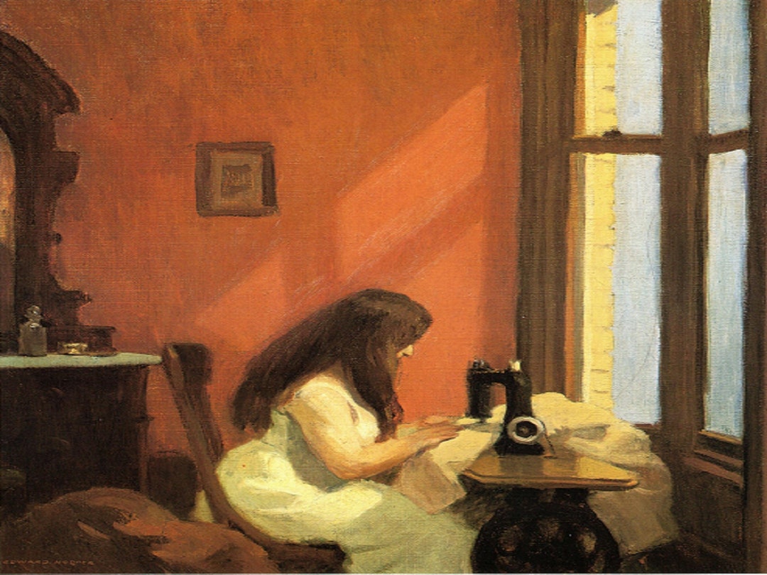 Edward Hopper: “girl at Sewing Machine", Extremely Rare Vintage ...