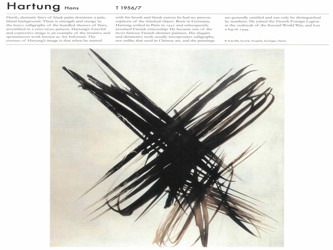 Hans Hartung: “T 1956/7", Extremely Rare Original Bookplate Print ...