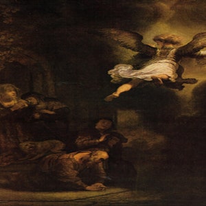 Rembrandt: “the Angel Leaving Tobias and His Family", Extremely Rare ...