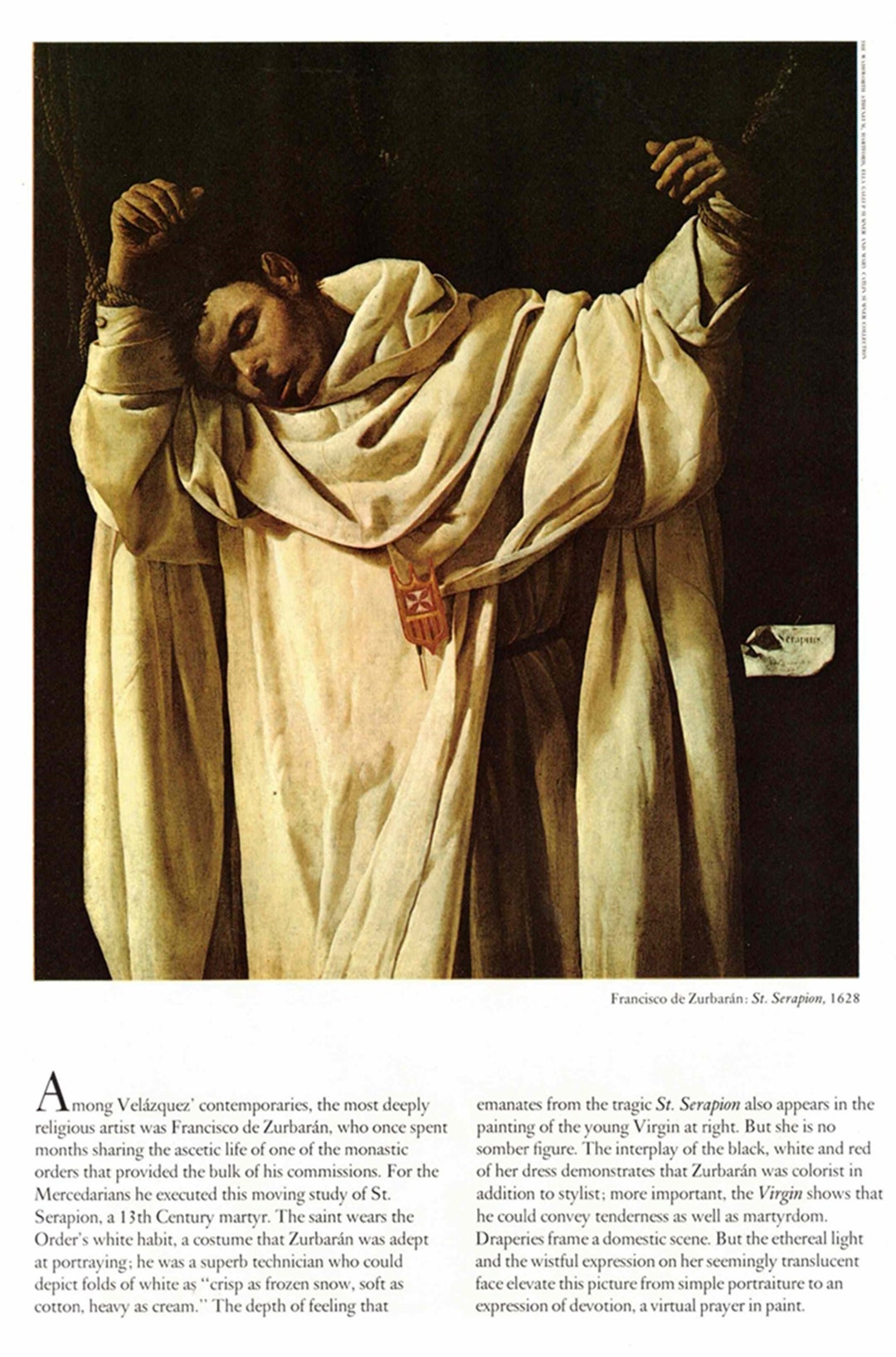 Francisco De Zurbaran: “st. Serapion", Extremely Rare Vintage Bookplate Print; Painting Circa ...