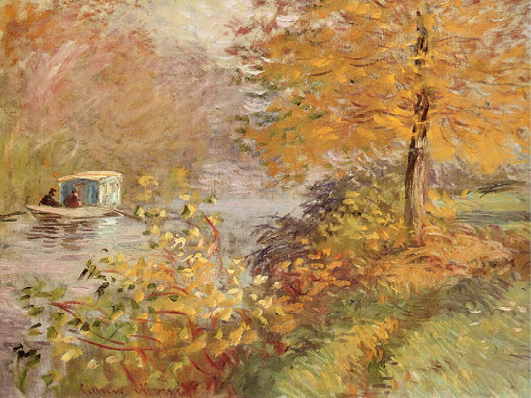 Claude Monet: “the Studio Boat", Very Rare Vintage Bookplate Print ...