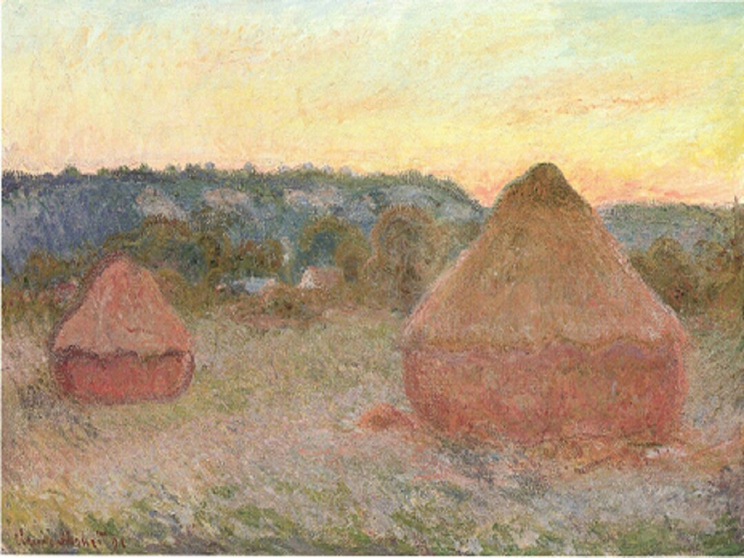 Claude Monet: “wheatstacks, 1890", Very Rare Vintage Bookplate Print ...
