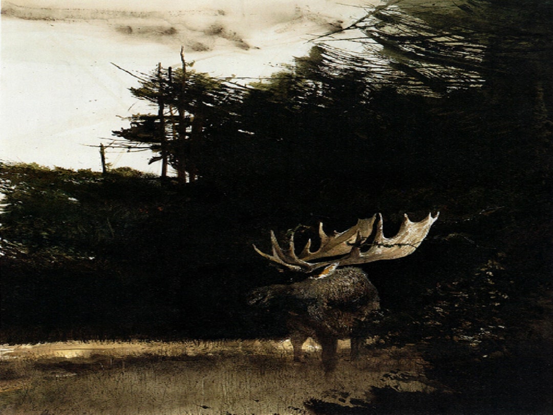 Andrew Wyeth: bull Moose/bulls Eye, Extremely Rare Original Bookplate ...