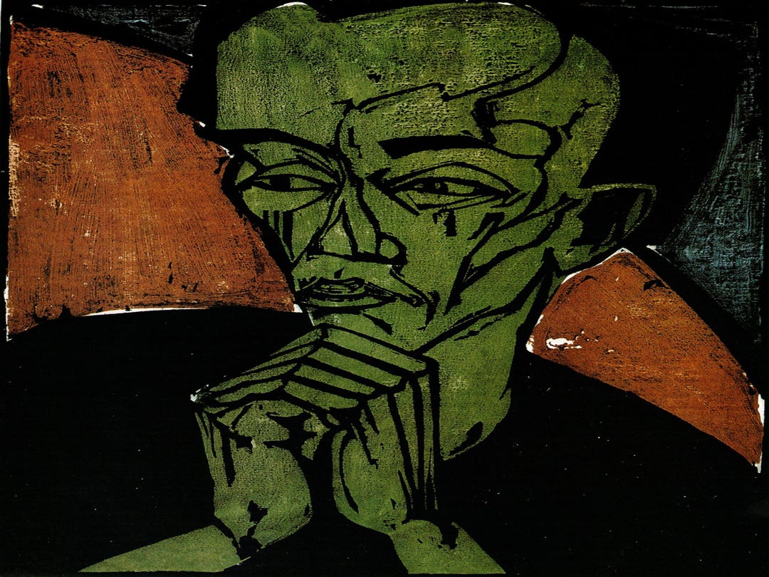 Erich Heckel: “portrait of A Man", Extremely Rare Vintage Bookplate ...