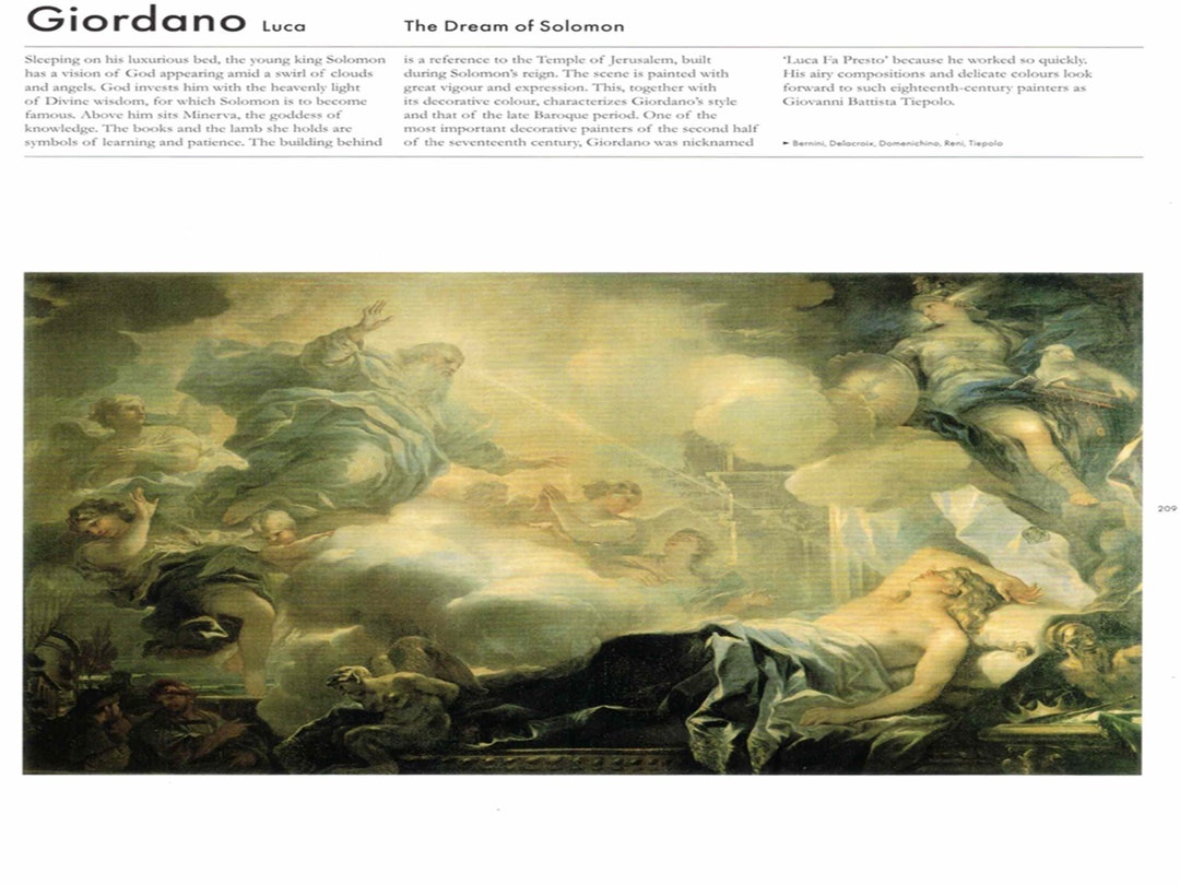 Luca Giordano: “the Dream of Solomon", Extremely Rare Original ...