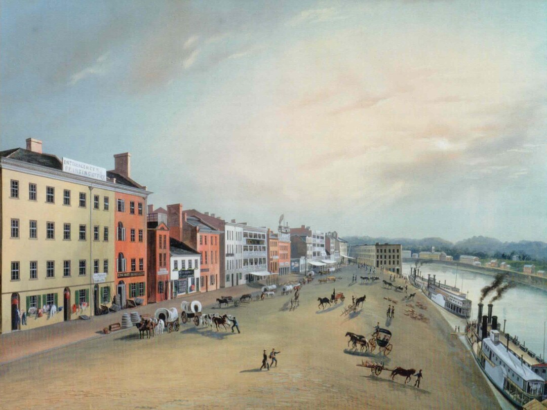John Caspar Wild: "public Landing, Cincinatti", Extremely Rare ...