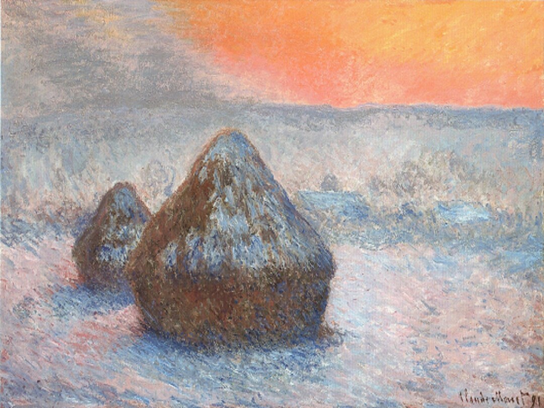Claude Monet: “wheatstacks (sunset, Snow Effect)", Very Rare Vintage ...