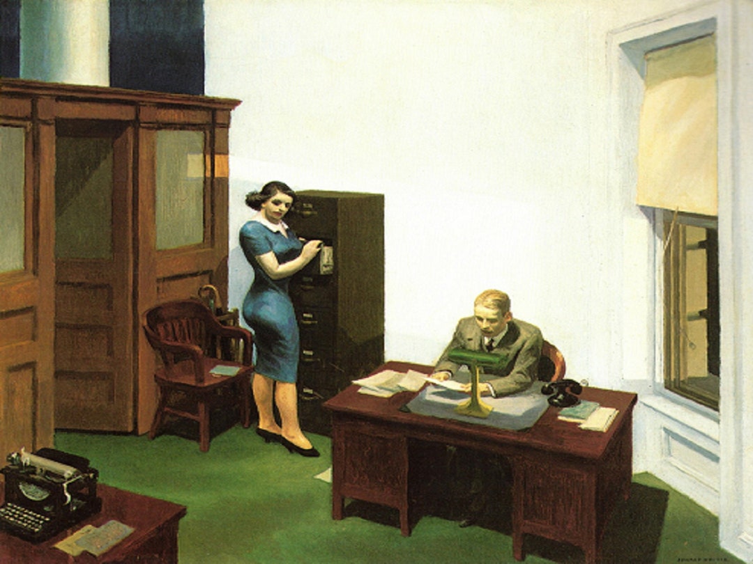 Edward Hopper: office at Night, Extremely Rare Vintage Bookplate Print ...