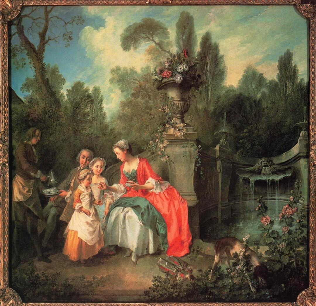 Nicolas Lancret: “A Lady in A Garden Taking Coffee", Extremely Rare ...