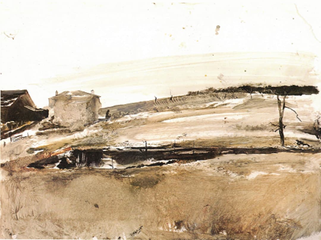 Andrew Wyeth: “field Behind Kuerners", Extremely Rare Vintage Bookplate ...