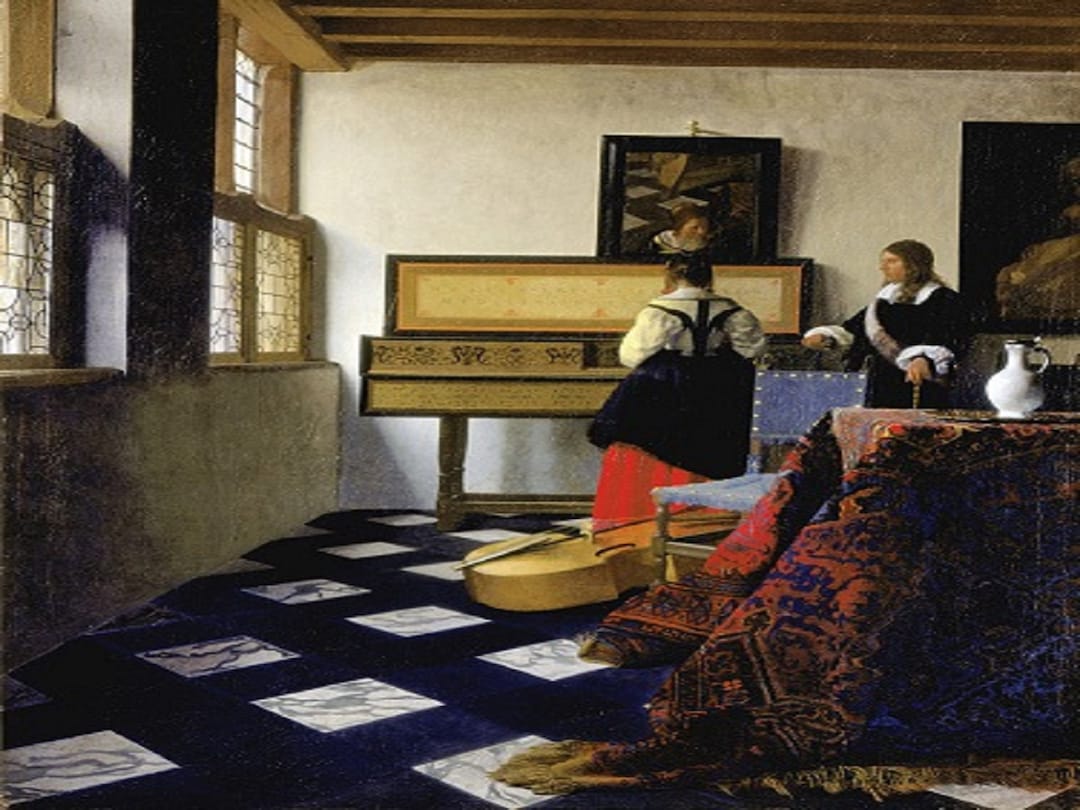 Johannes Vermeer: “the Music Lesson", Very Rare Original Vintage ...