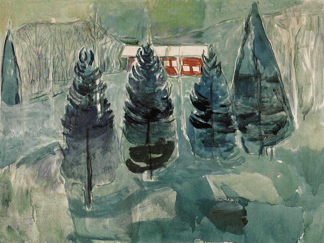 Edvard Munch: “red House With Spruces I”, Extremely Rare Original ...