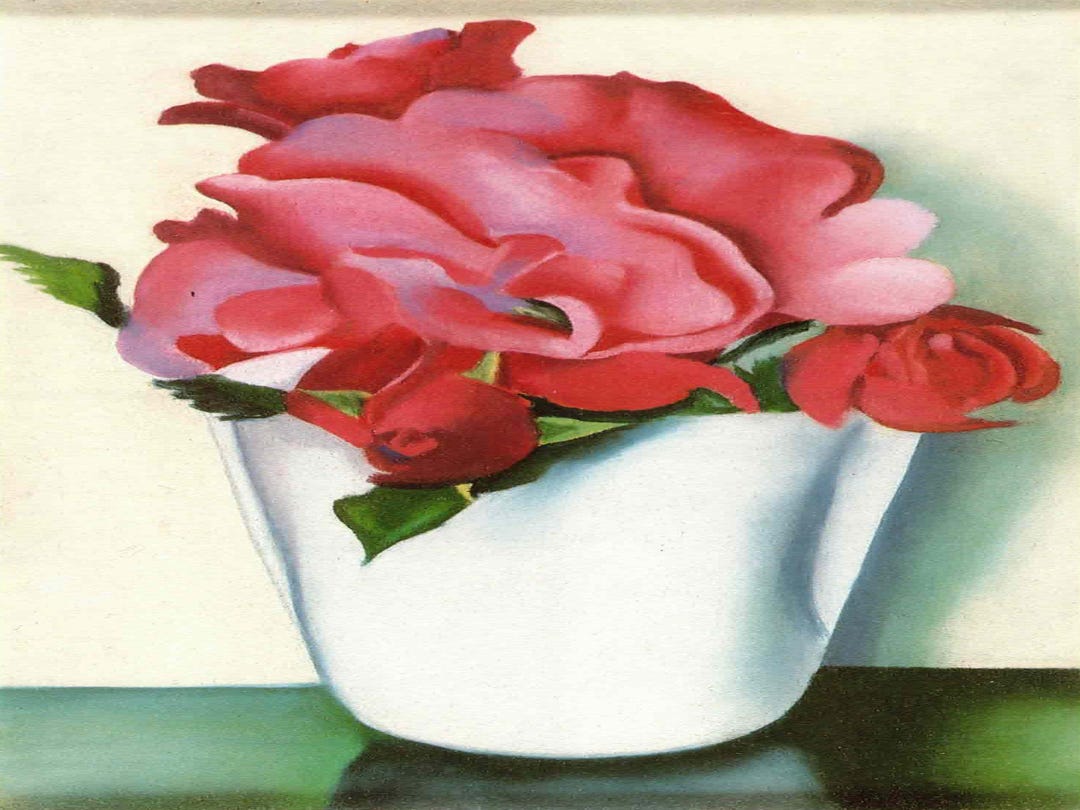 Georgia Okeeffe: pink Roses, Extremely Rare Vintage Bookplate Print ...