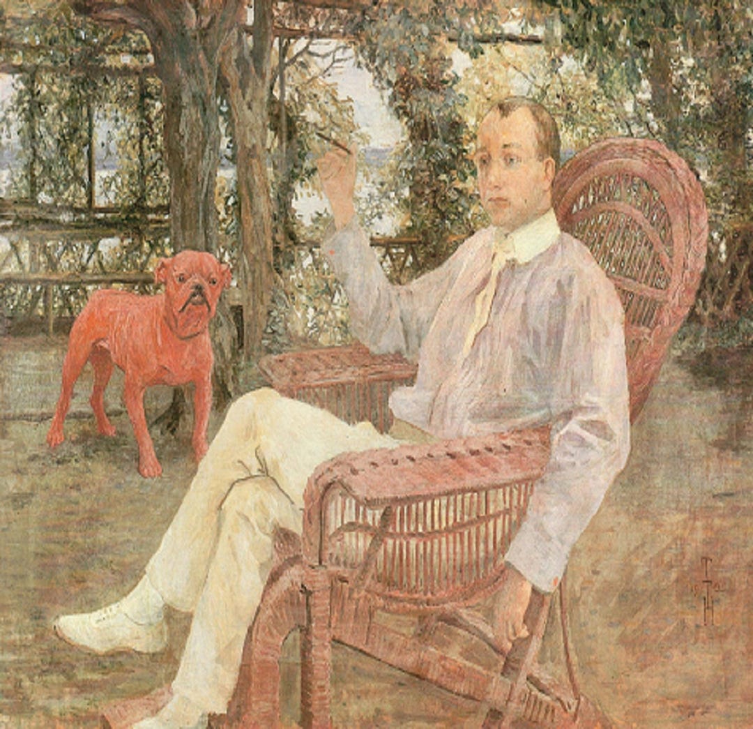 Thomas Theodor Heine: “man With A Dog", Extremely Rare Vintage ...