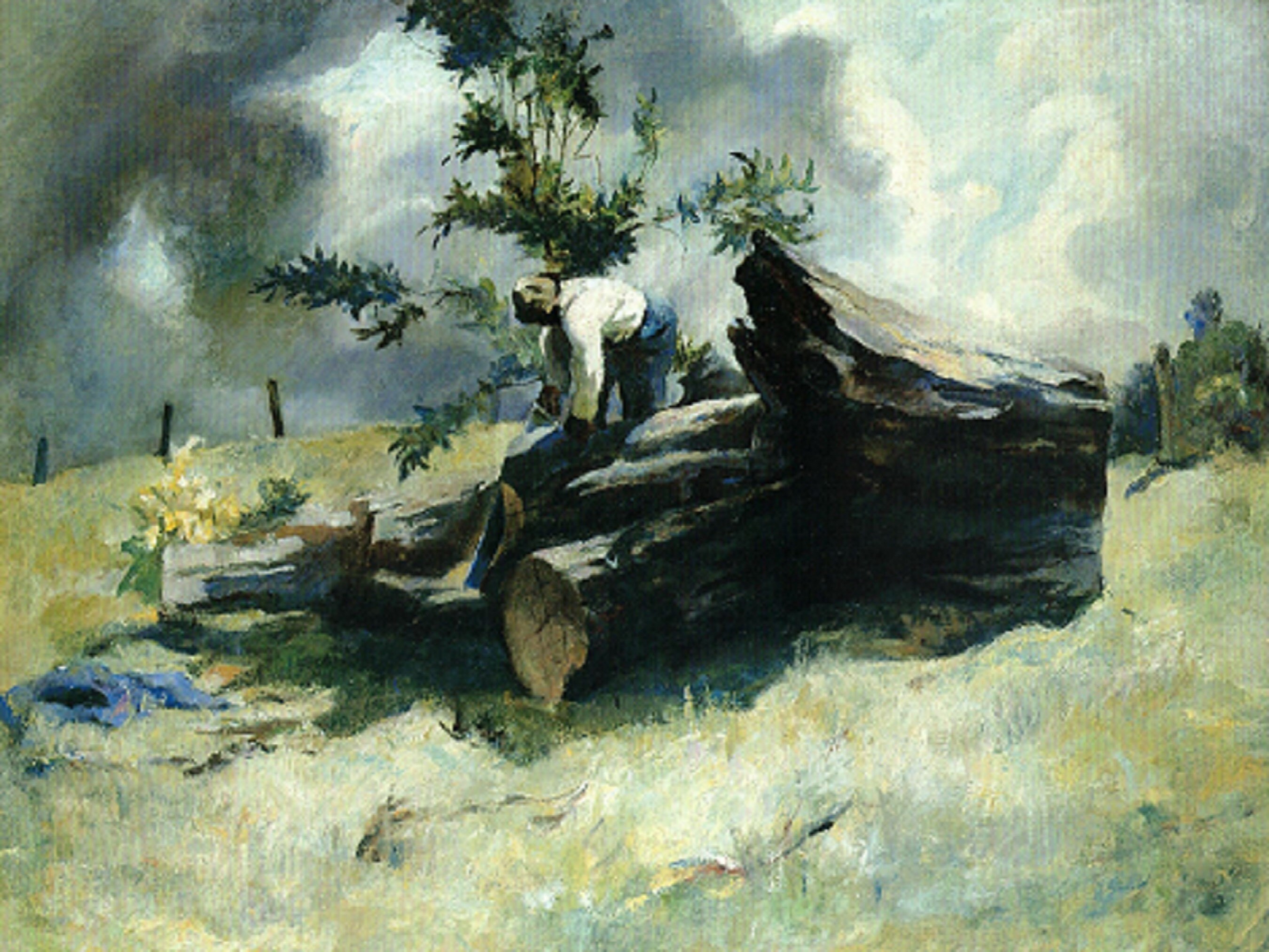 Andrew Wyeth: “bill Loper With Big Tree Trunk", Extremely Rare Original ...