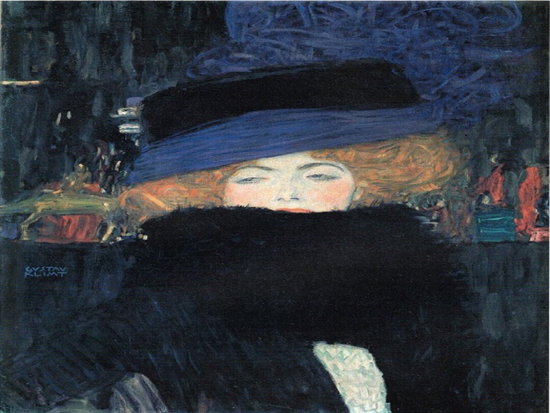 Gustav Klimt: “lady With A Hat and Feather Boa", Extremely Rare ...