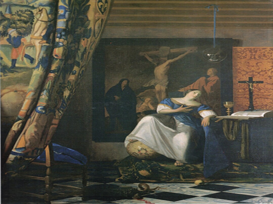 Johannes Vermeer: “allegory of Faith", Very Rare Original Bookplate Print, Painting Circa 1672 ...