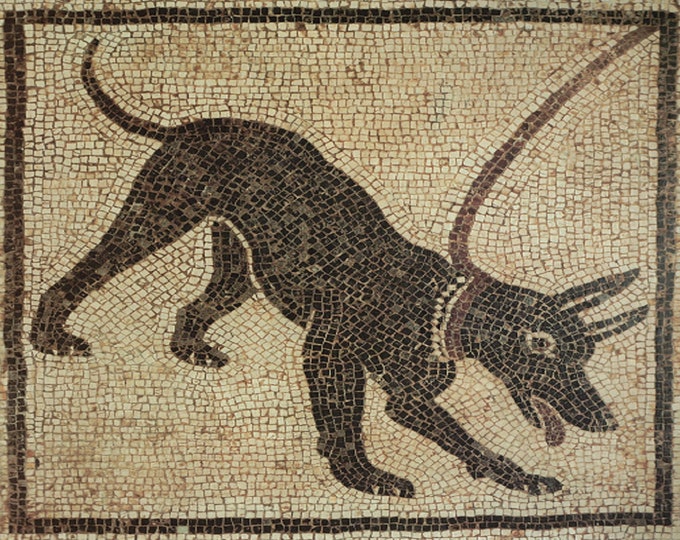 Artist Unknown: "cave Canem; Pompeii Mosaic", Extremely Rare Original ...