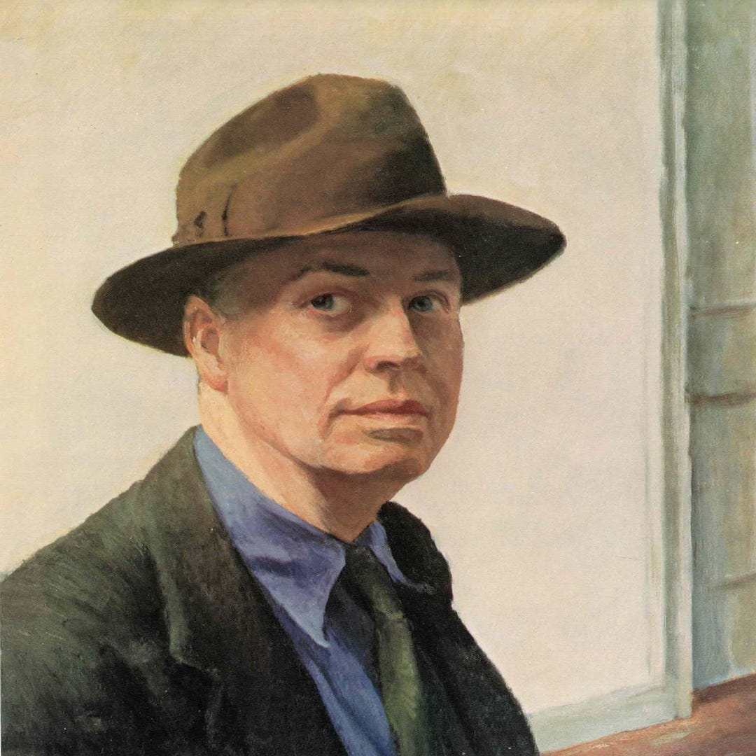 Edward Hopper: “self-portrait", Extremely Rare Vintage Bookplate Print, Painting Date Unknown ...