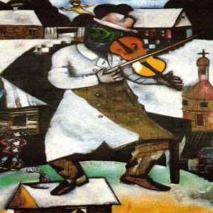 Marc Chagall: “the Green Fiddler", Extremely Rare Vintage Bookplate ...