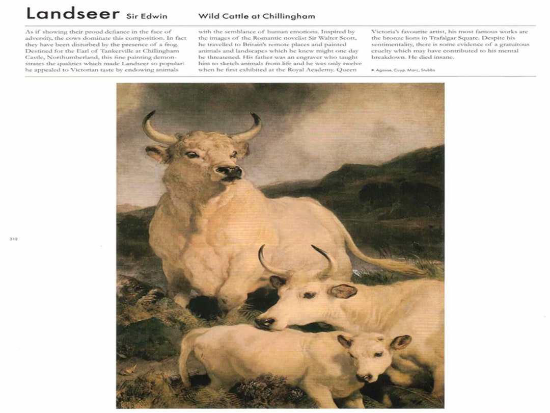 Sir Edwin Landseer: “wild Cattle at Chillingham", Extremely Rare Original Bookplate Print ...