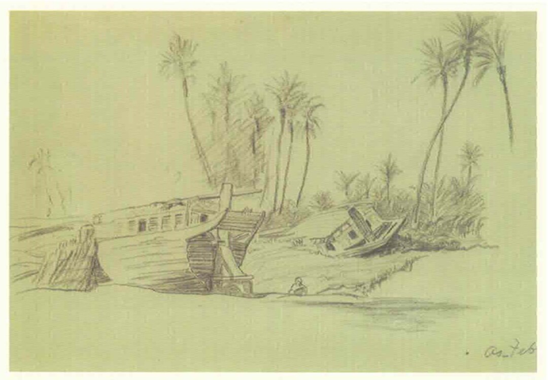 Elihu Vedder: “beached Felucca", Extremely Rare Bookplate Print ...