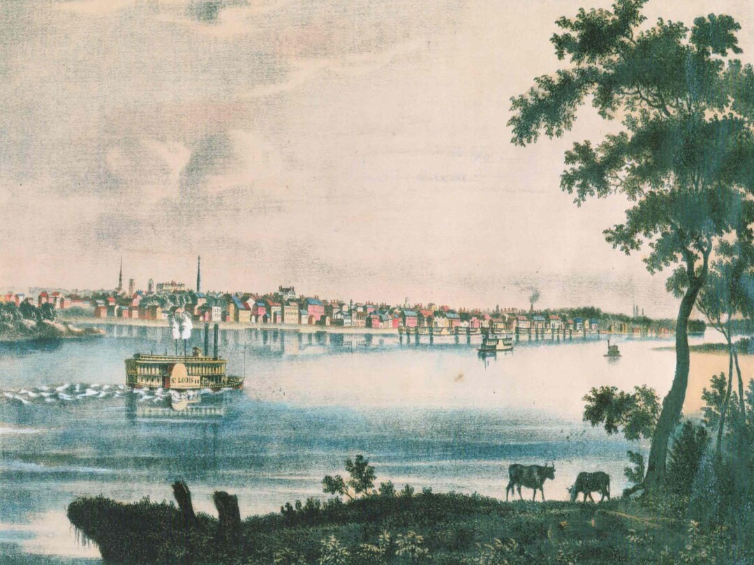 John Caspar Wild: "south East View OF St. Louis From the Illinois Shore ...
