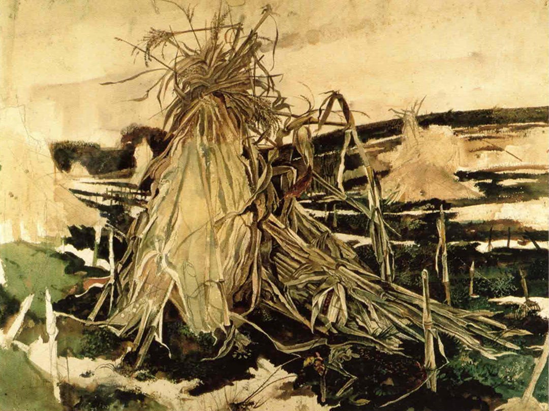 Andrew Wyeth: "winter Corn Fields, Study", Extremely Rare Original ...