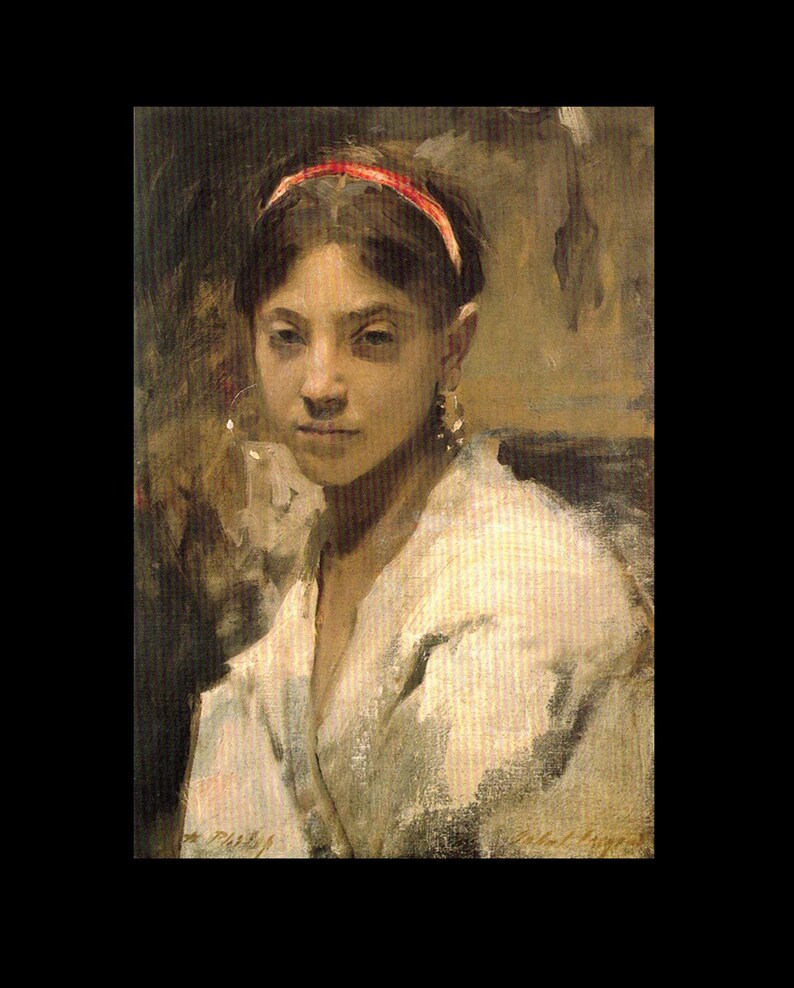 John Singer Sargent: "head of A Capri Girl Ii", Extremely Rare Original ...