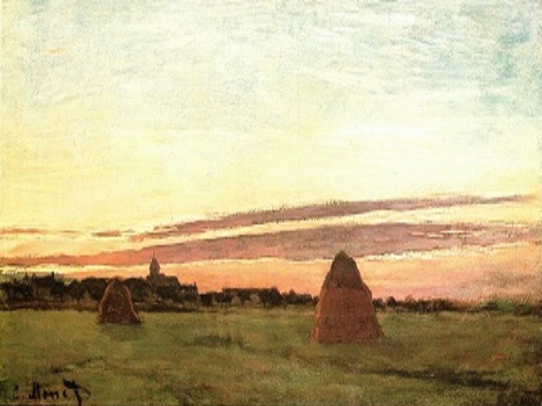 Claude Monet: “haystacks at Chailly at Sunrise", Extremely Rare Vintage ...