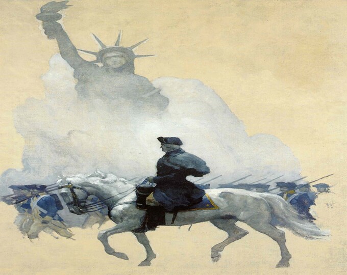 N. C. Wyeth: “george Washington", Extremely Rare Original Bookplate ...