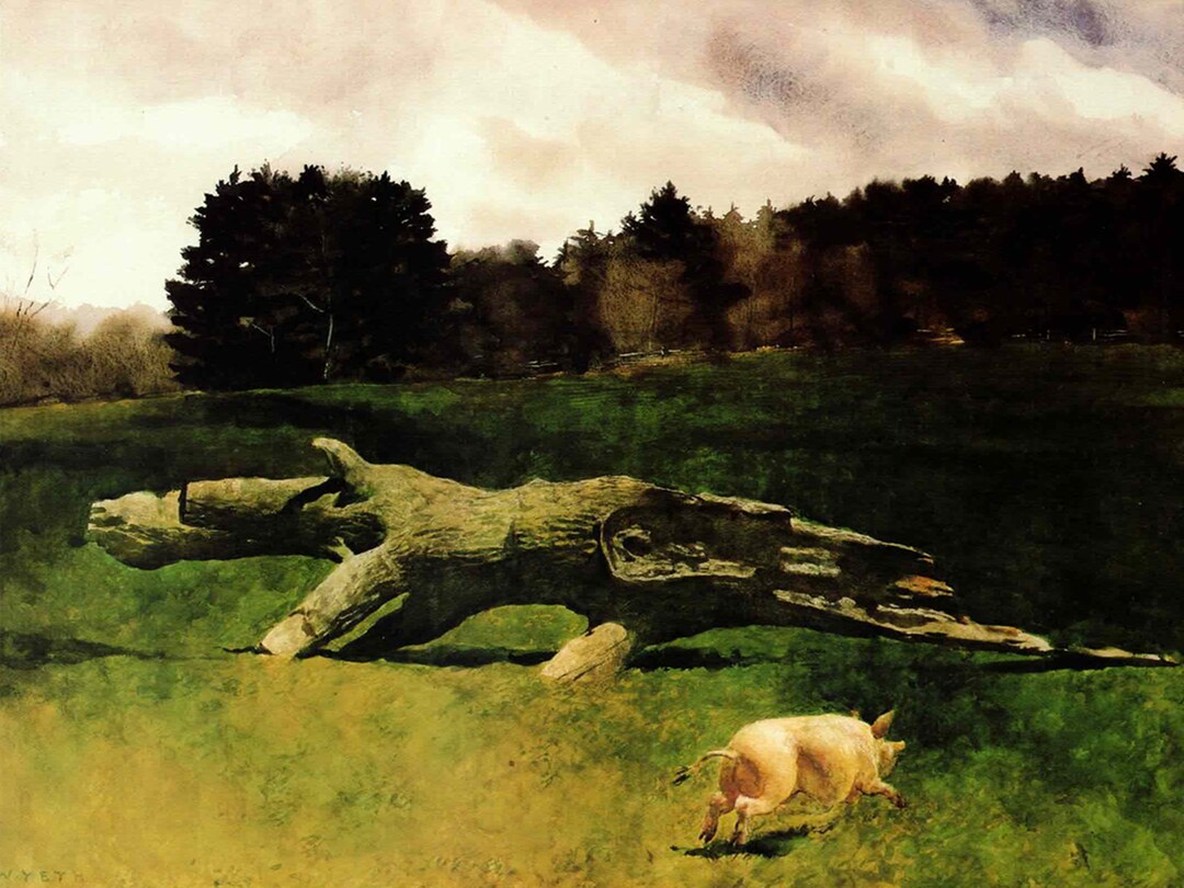 Jamie Wyeth: “runaway Pig", Extremely Rare Vintage Bookplate Print ...