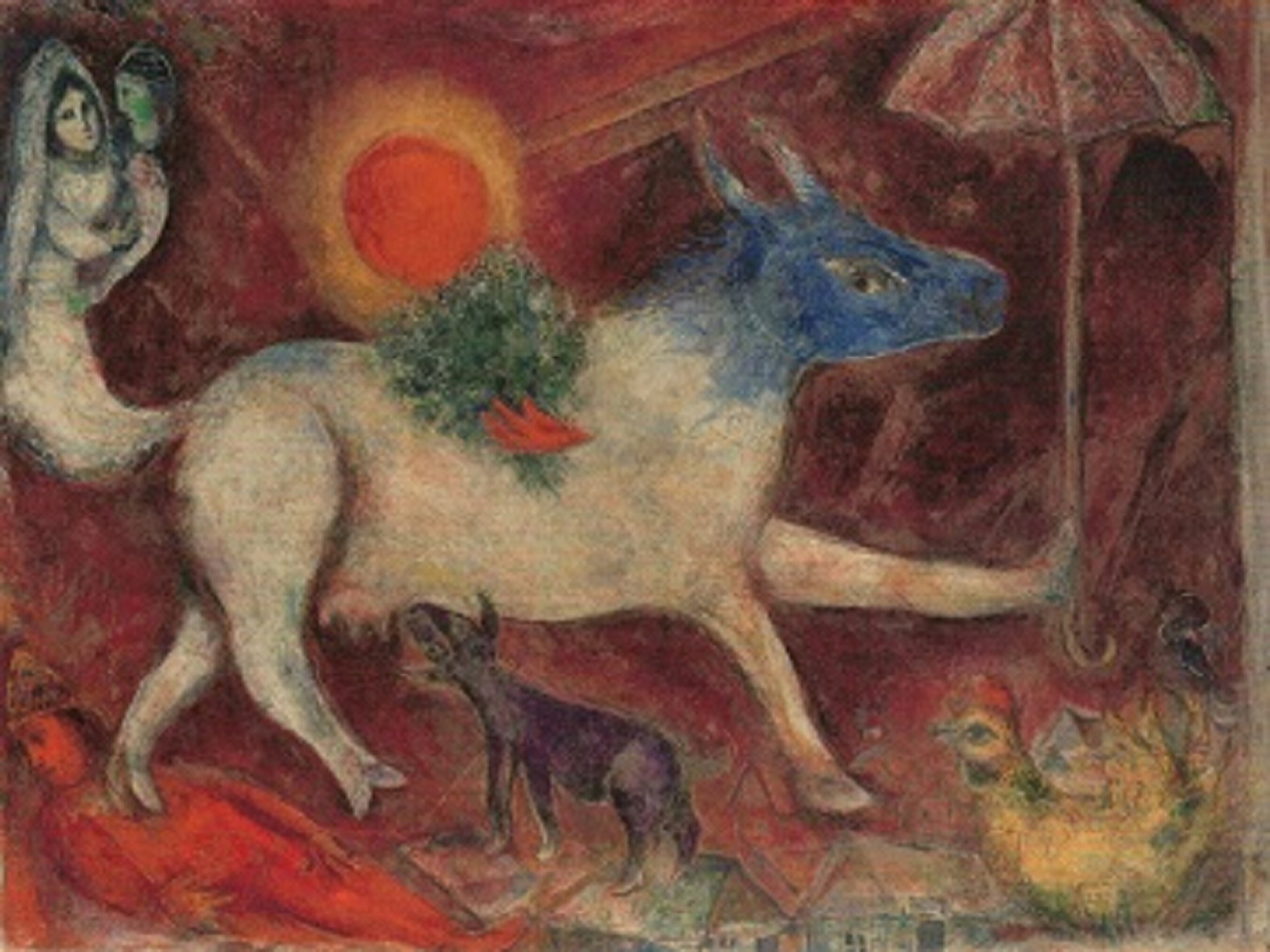Marc Chagall: "cow With A Parasol", Extremely Rare Original, New ...