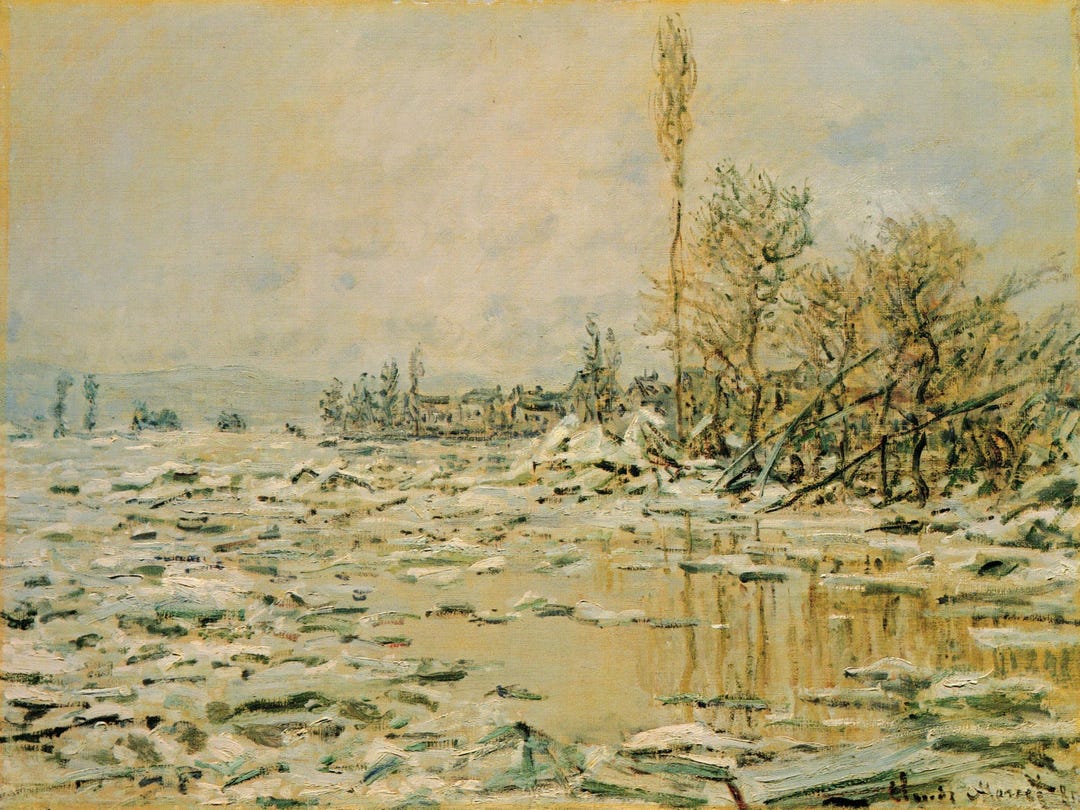 Claude Monet: “the Break-up of the Ice", Extremely Rare Bookplate Print ...