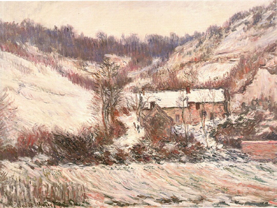 Claude Monet: “snow at Giverny", Very Rare Vintage Bookplate Print ...