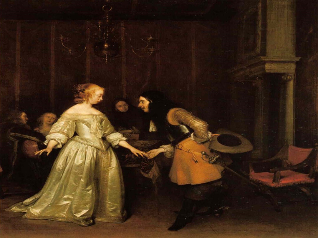 Gerard Ter Borch: "a Dancing Couple", Extremely Rare Vintage Bookplate ...