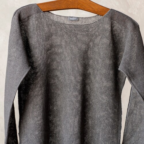 Linen Jumper Knitted Linen Sweater in Grey Linen Summer - Etsy