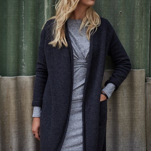 Long WOOL CARDIGAN, Long Wrap Cardigan, Brown Knitted Wool Jacket, Long ...