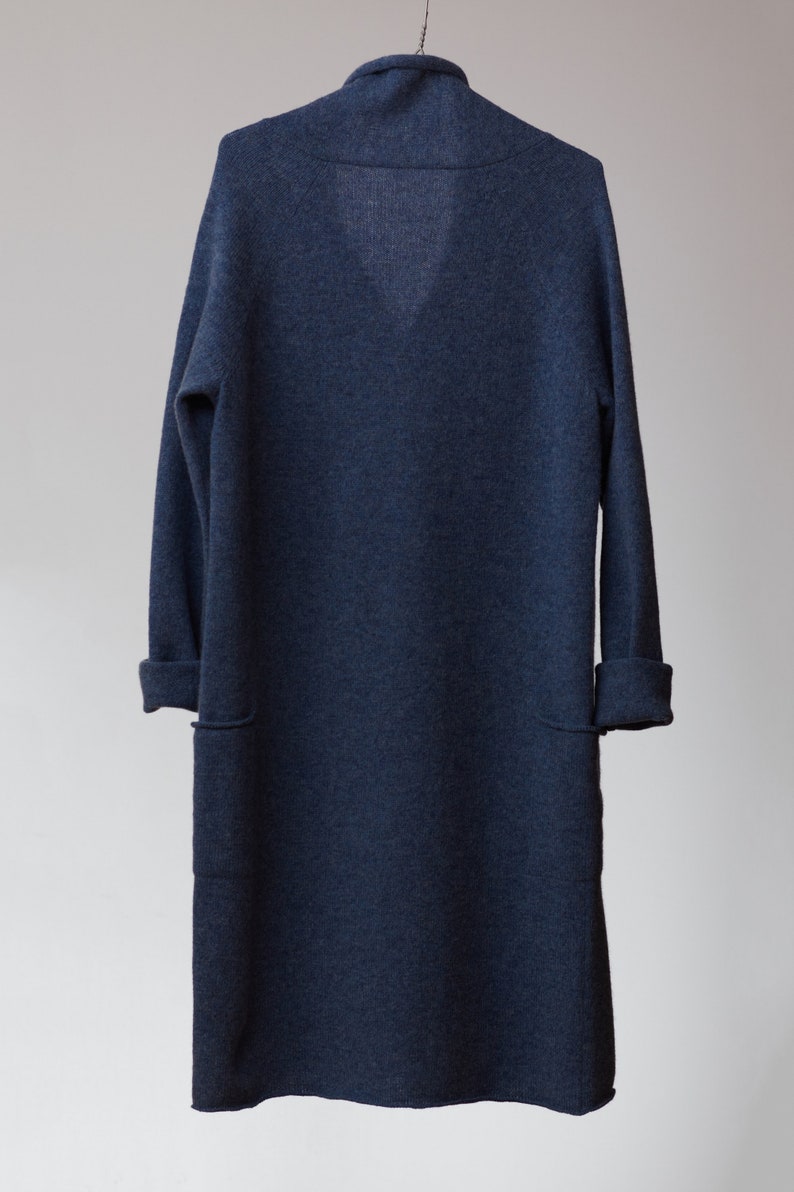 Long WOOL CARDIGAN Long Wrap Cardigan Blue Knitted Wool | Etsy