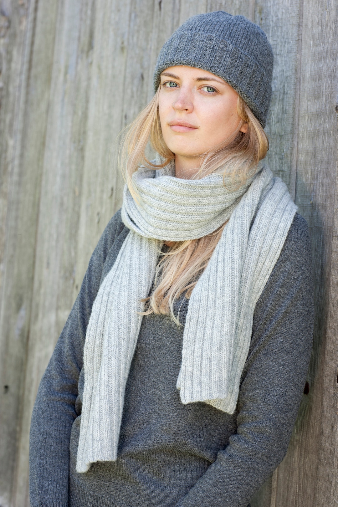 WOOL SCARF, Knit Wool Winter Scarf, Ribbed Knit Wool Shawl, Organic ...