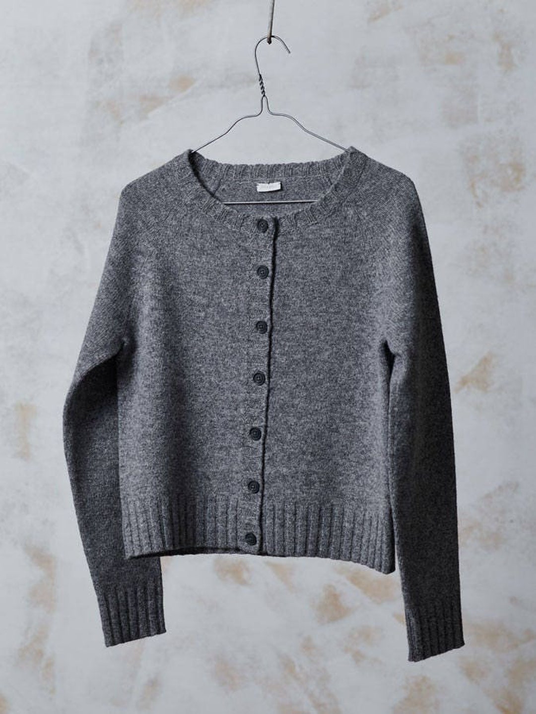 Wool Cardigan, Handmade Wool Sweater, Natural Grey Wool Cardigan ...