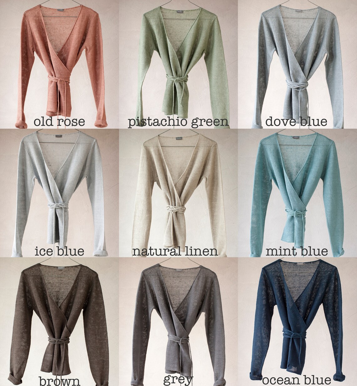 Linen Wrap Cardigan With Belt Knitted Linen Sweater Beige - Etsy