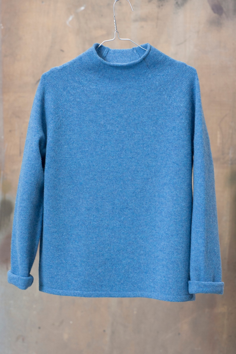 WOOL SWEATER Knitted sweatshirt Stand up collar sweater | Etsy