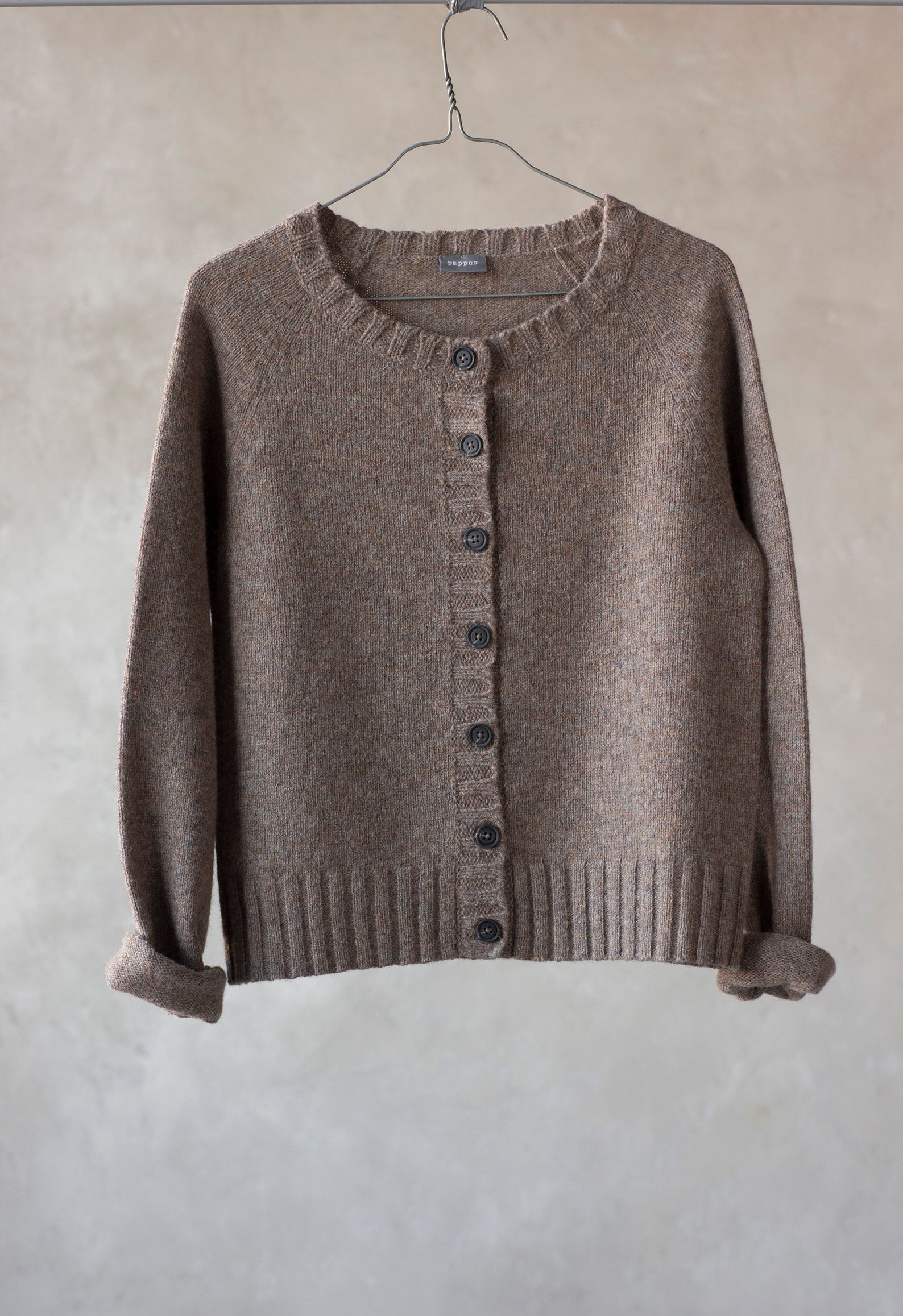 WOOL CARDIGAN Handmade Wool Sweater Natural Brown Wool - Etsy
