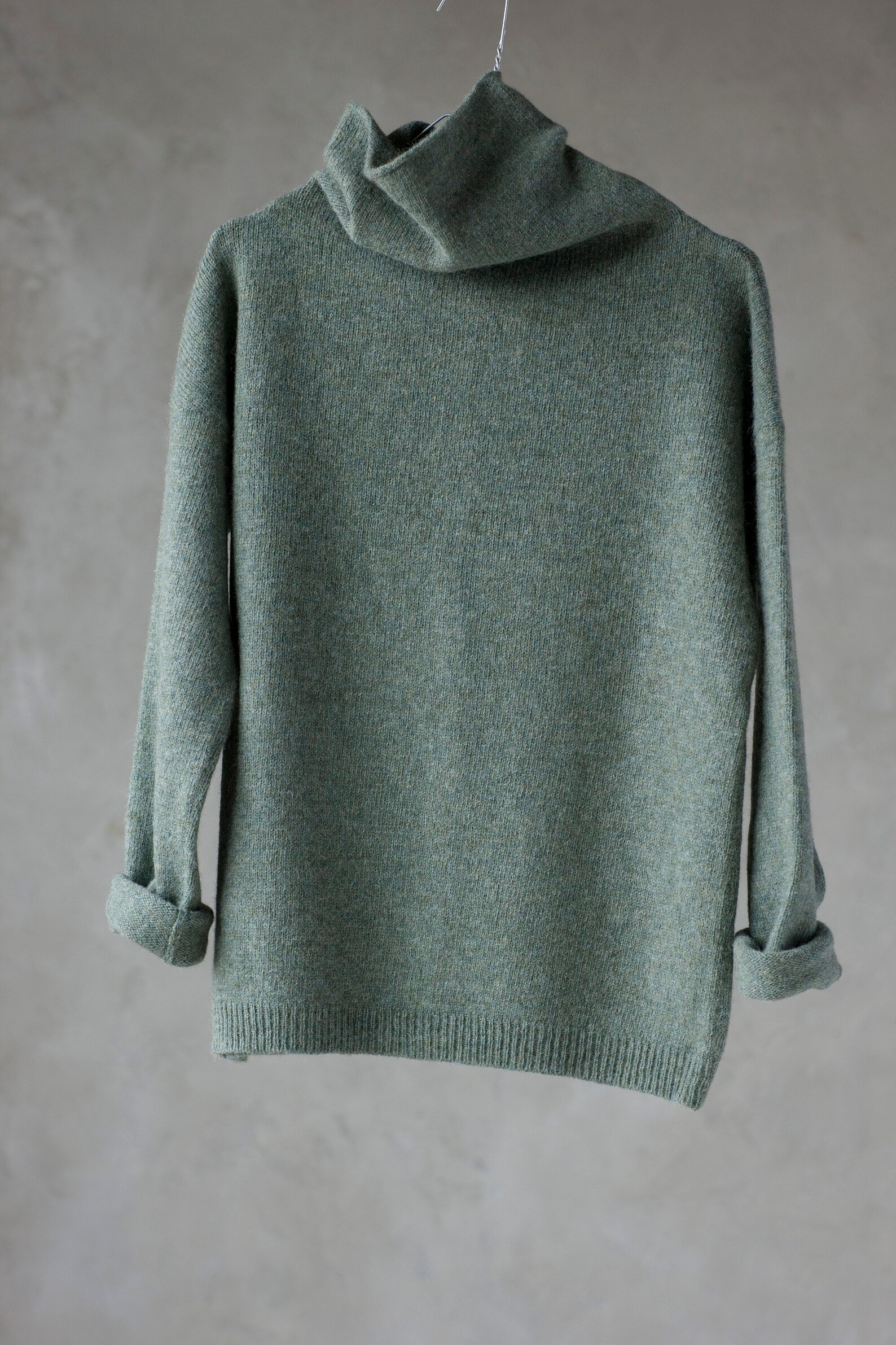 WOOL SWEATER Roll Neck Sweater Button Back Sweater Knitted - Etsy