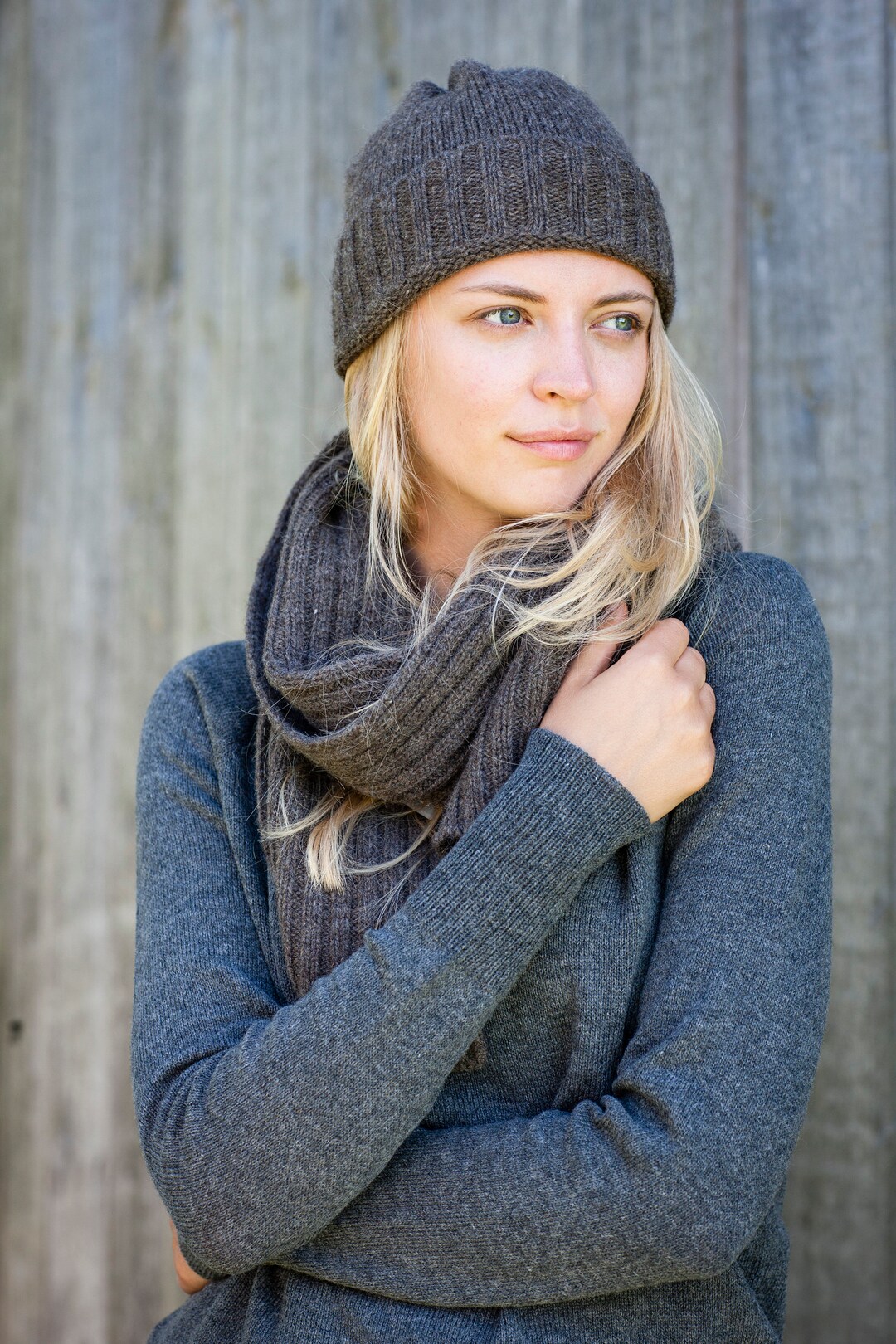 WOOL SCARF, Knit Wool Winter Scarf, Ribbed Knit Wool Shawl, Organic ...