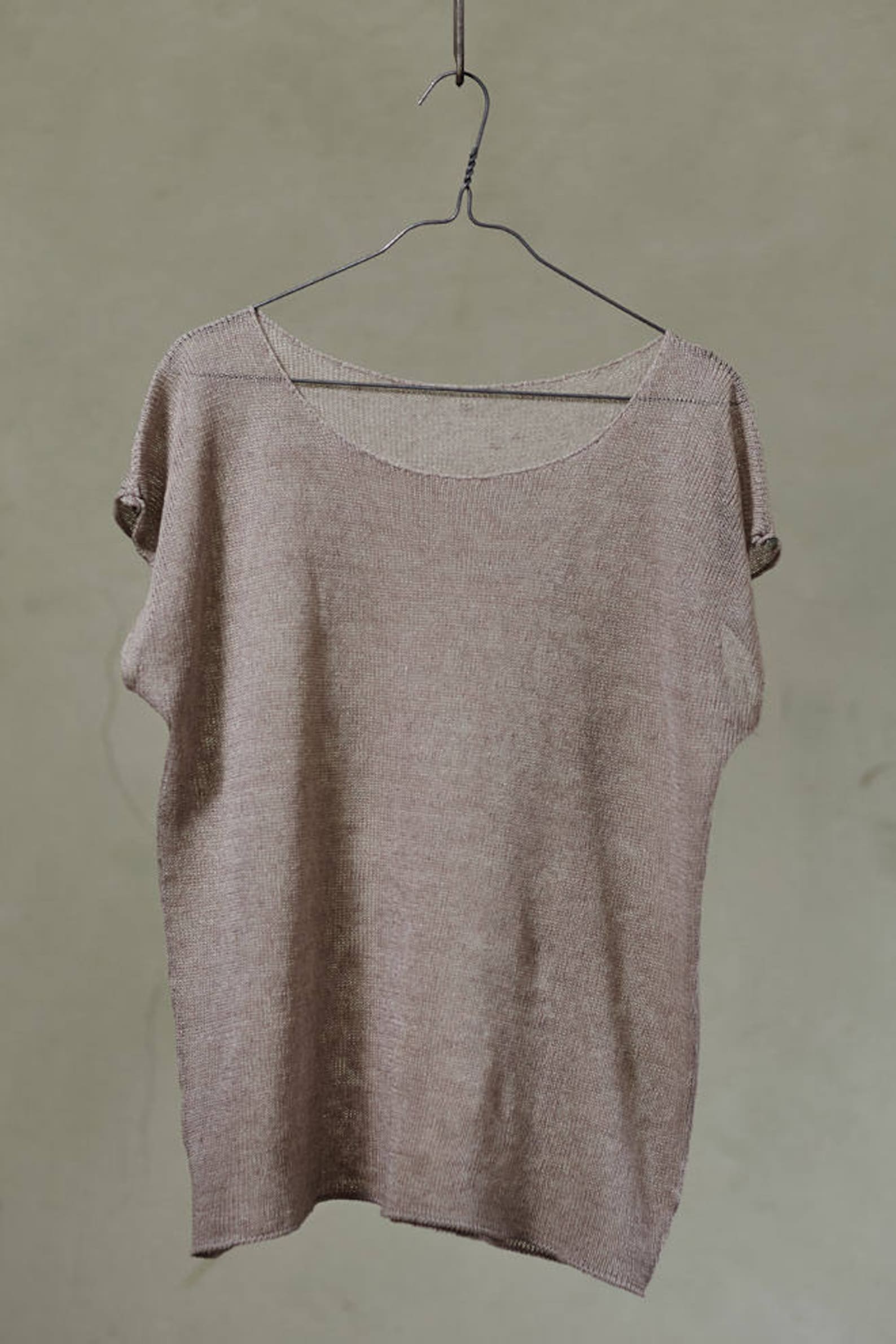 Linen Top Knit Linen T-shirt Beige Linen Tee Knitted | Etsy