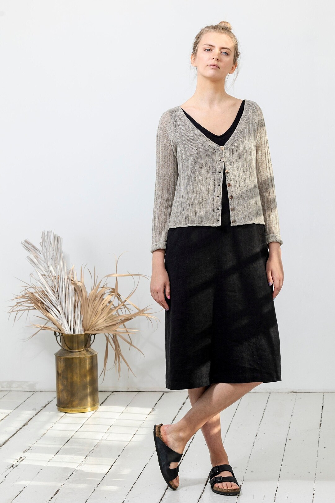 Handmade Linen Cardigan: Knit Ribbed Button-up Summer Knitwear - Etsy
