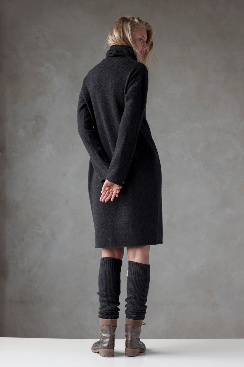 Knit Wool TUNIC JUMPER Roll Neck Jumper Dress Brown Wool - Etsy