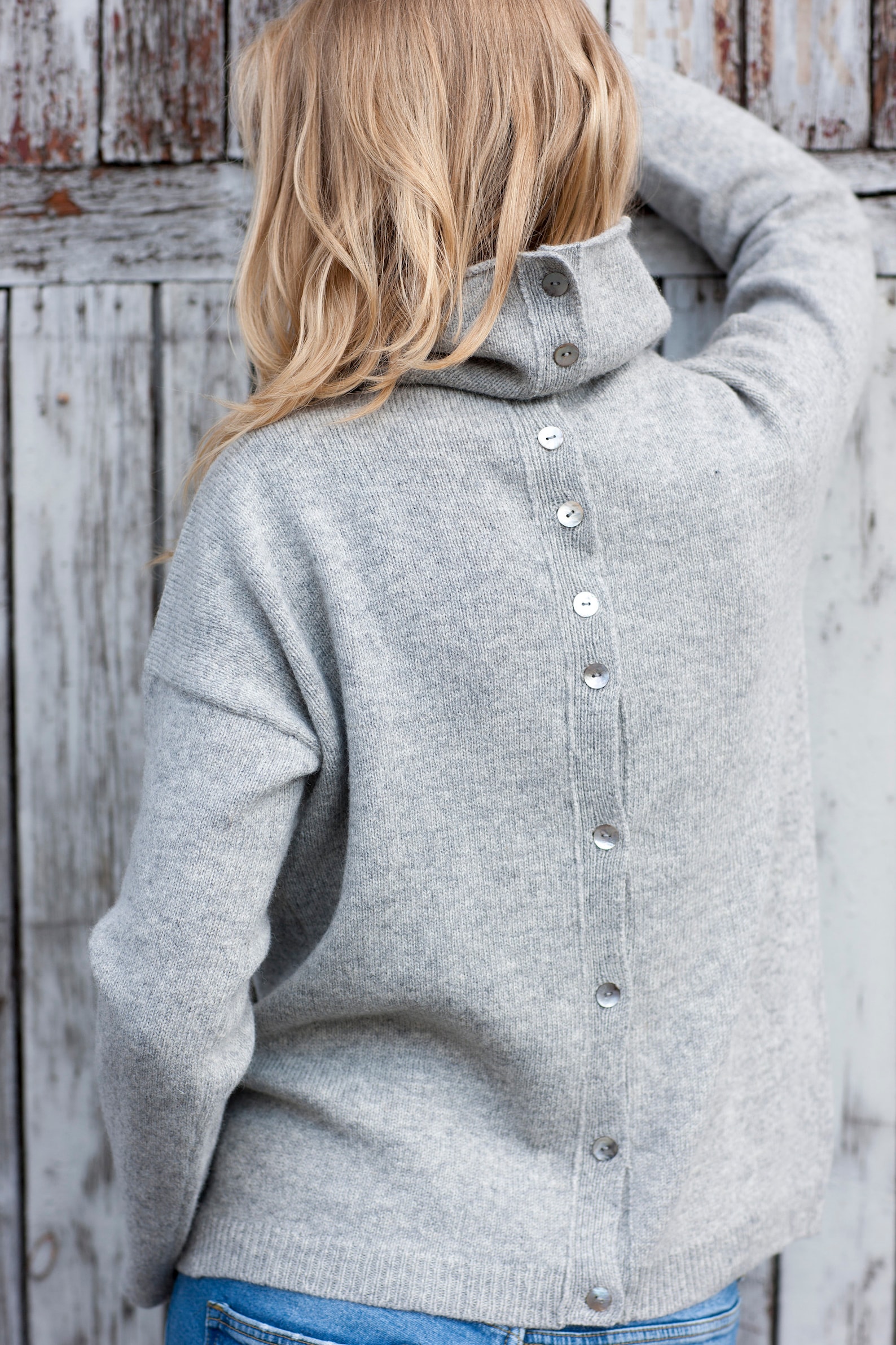 WOOL SWEATER Roll neck sweater Button back sweater Knitted | Etsy